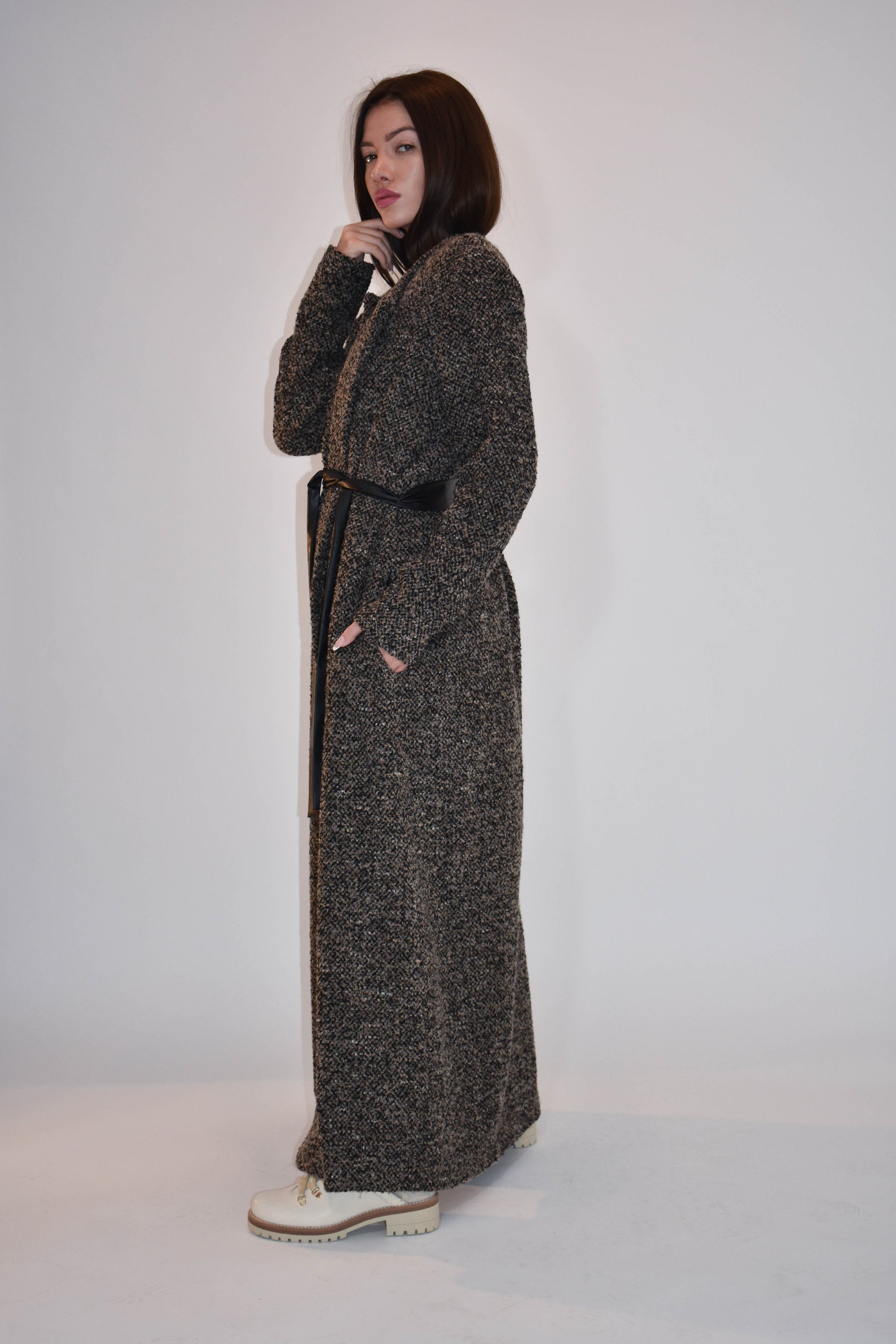 Wool Cardigan/draped Cardigan/long Cardigan/lined Long-line Cardigan ...
