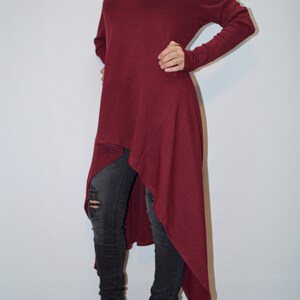 Red Asymmetrical Wool Blend Sweater Dress, Oversized Knit Top - Etsy