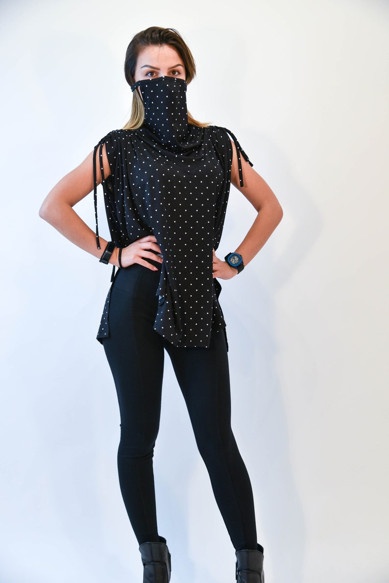 2 in 1 Long Tunic With Face Mask/shirt With Integrated Mask/handmade ...