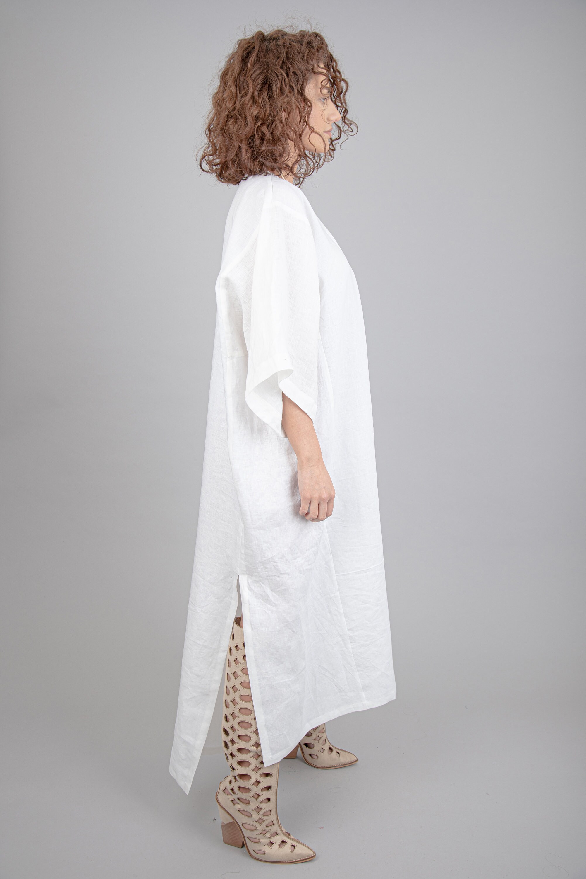 White Linen Robe/oversized Linen Dress/white Tunic/casual Blouse/linen ...