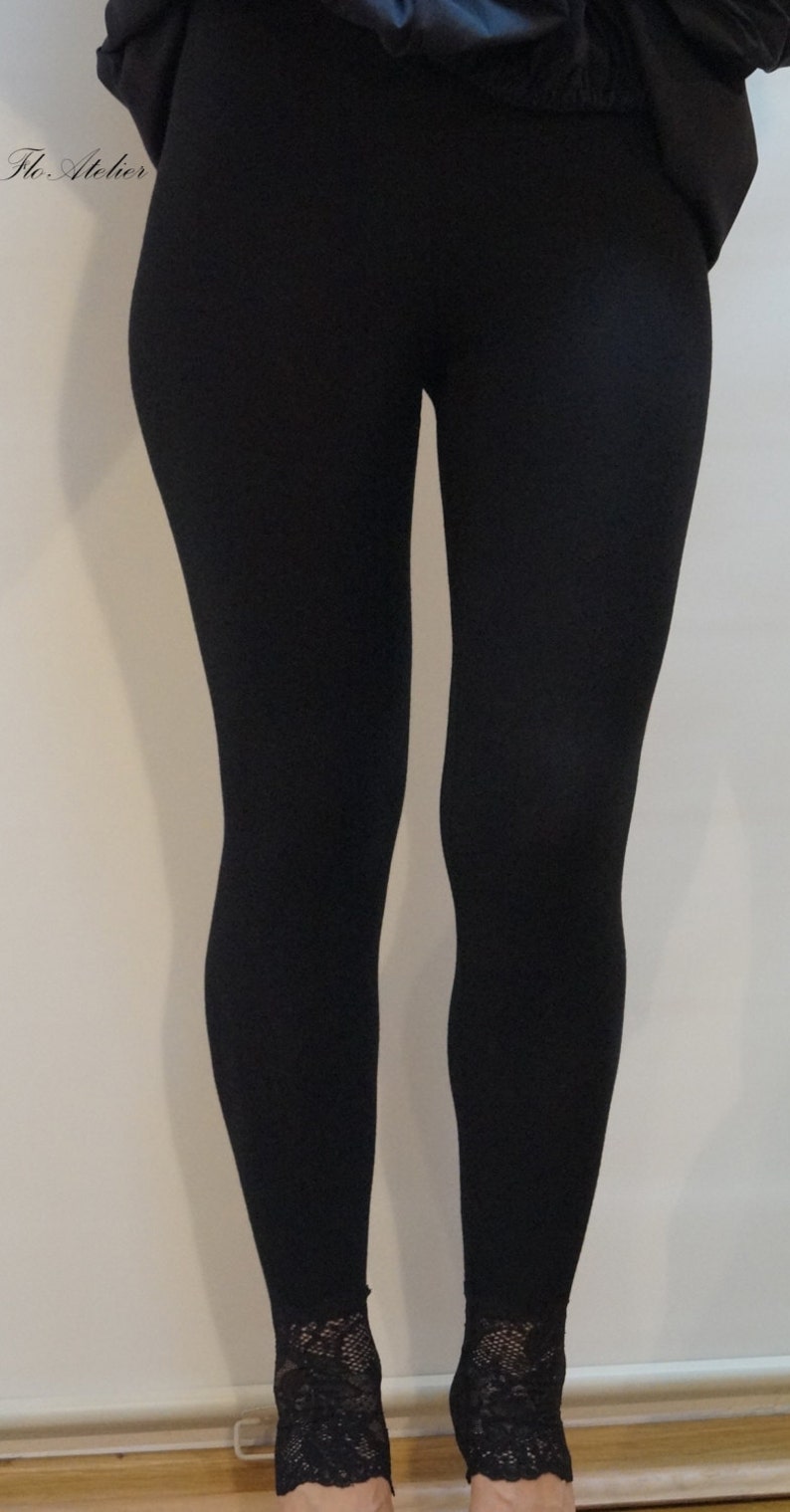 Black Leggings With Lace/black Extra Leggings/leggings for | Etsy