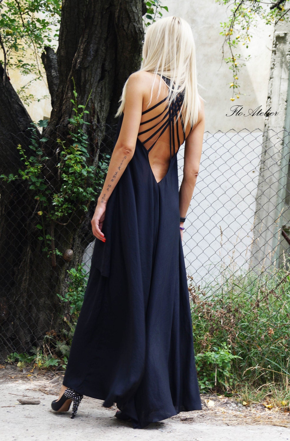 Navy Blue Open Back Dress/oversized Dress/ Maxi Dress/blue | Etsy