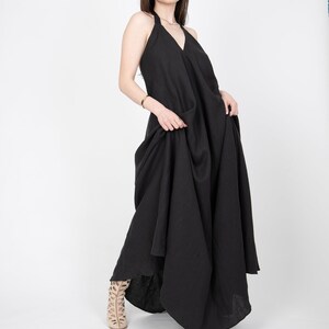 Linen Open Back Dress/Black Linen Dress/Linen Wedding | Etsy