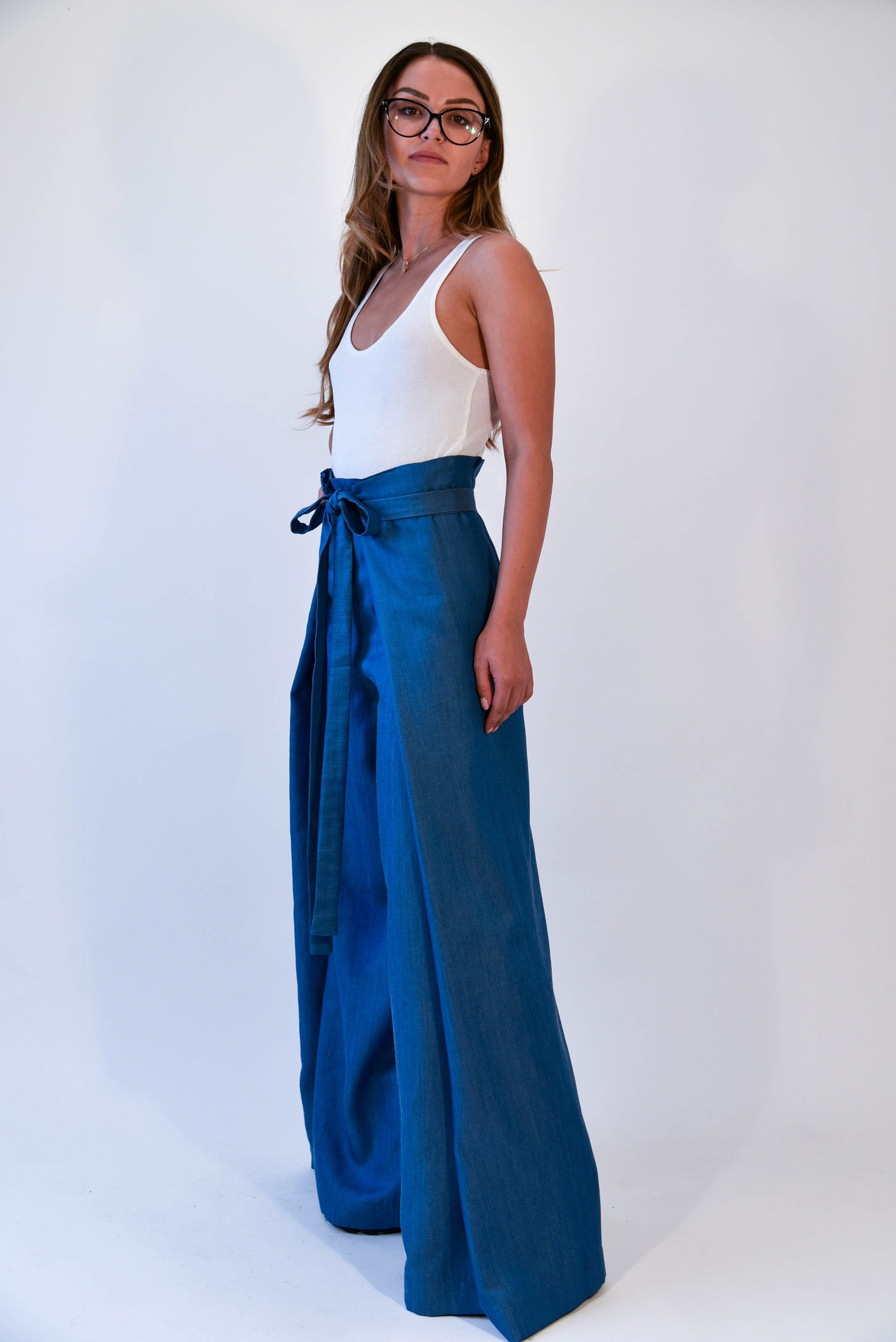 Blue Pants Skirt/blue Pants/loose Blue Pants/wide Leg | Etsy