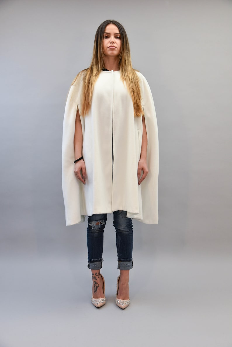 Winter Cape Coat/jacket for Women/white Wool Cape/cape Jacket/fashion ...