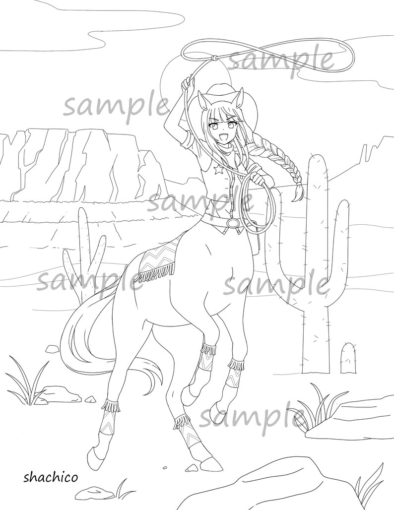 Cowgirl Centaur Printable Colouring Page - Etsy