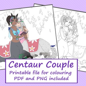 Centaur Couple Printable Colouring Page - Etsy