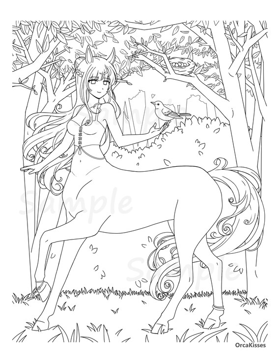 Forest Centaur Printable Coloring Page | Etsy