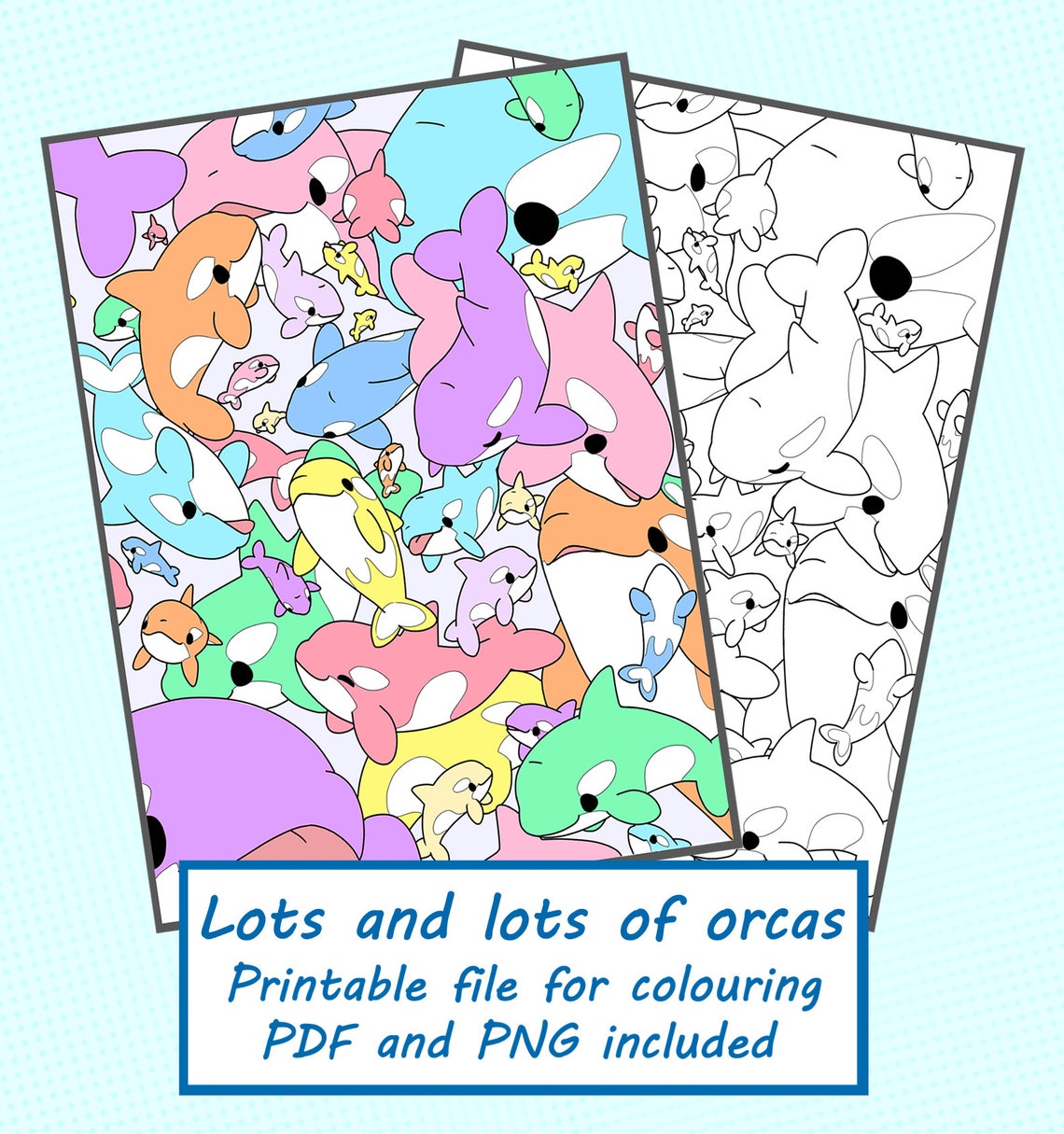 Lots and Lots of Orcas Printable Colouring Page - Etsy