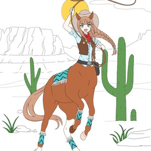 Cowgirl Centaur Printable Colouring Page - Etsy