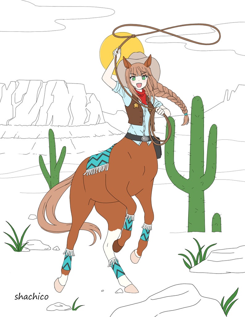 Cowgirl Centaur Printable Colouring Page - Etsy