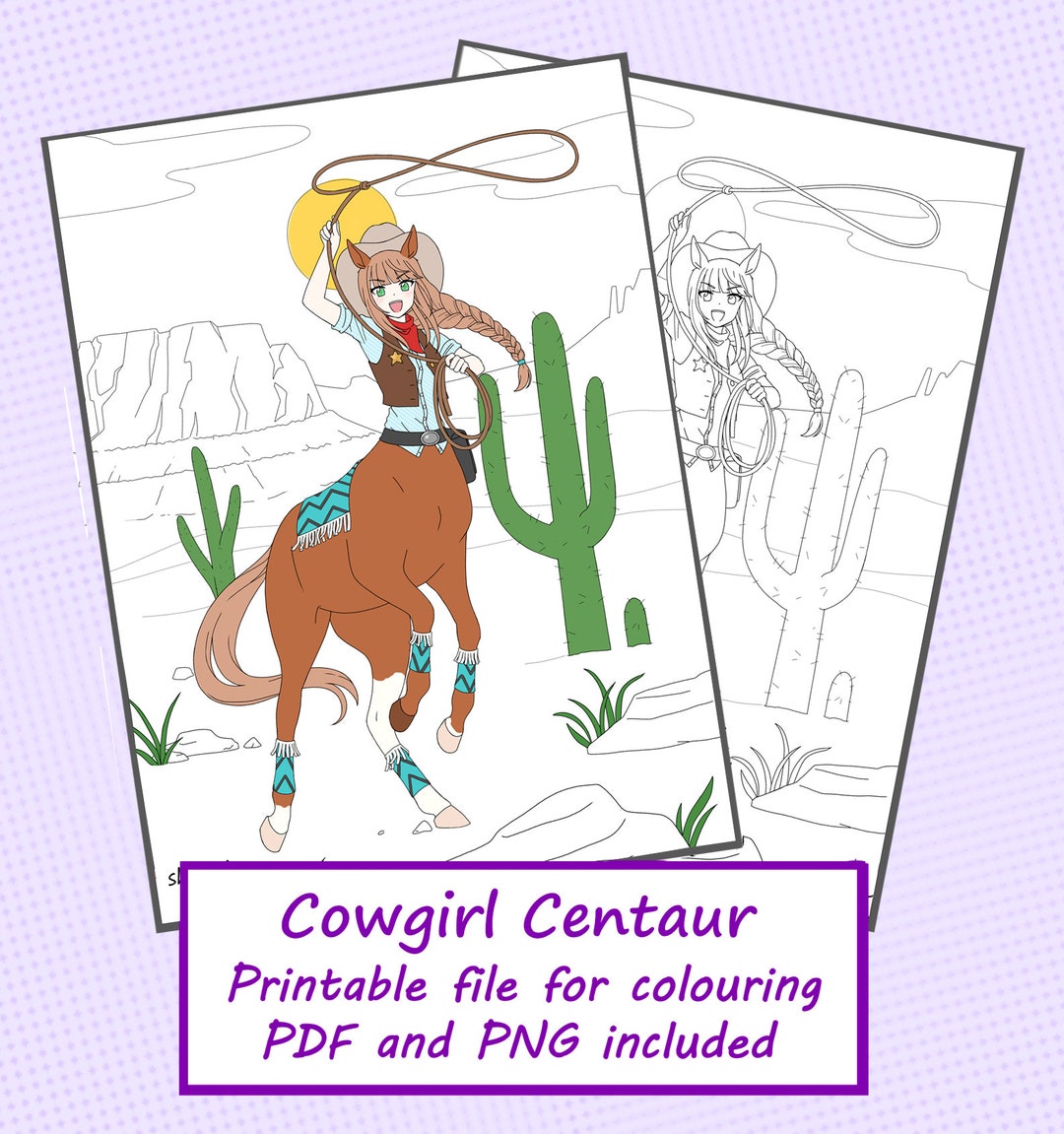Cowgirl Centaur Printable Colouring Page - Etsy