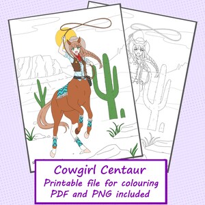 Cowgirl Centaur Printable Colouring Page - Etsy
