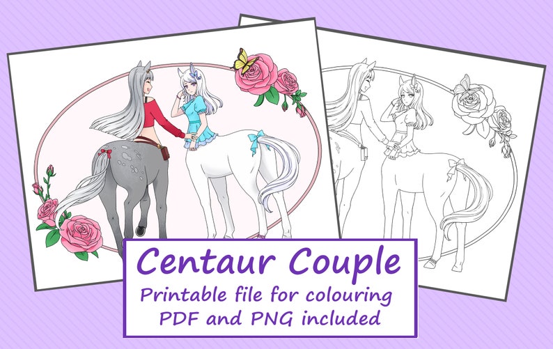 Centaur Couple Printable Colouring Page - Etsy