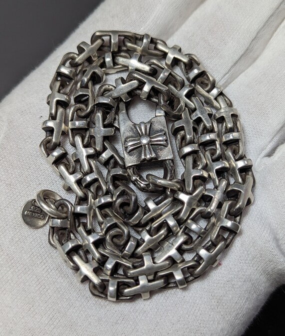 Vintage Mexican Custom Link Sterling Silver Chain - Gem