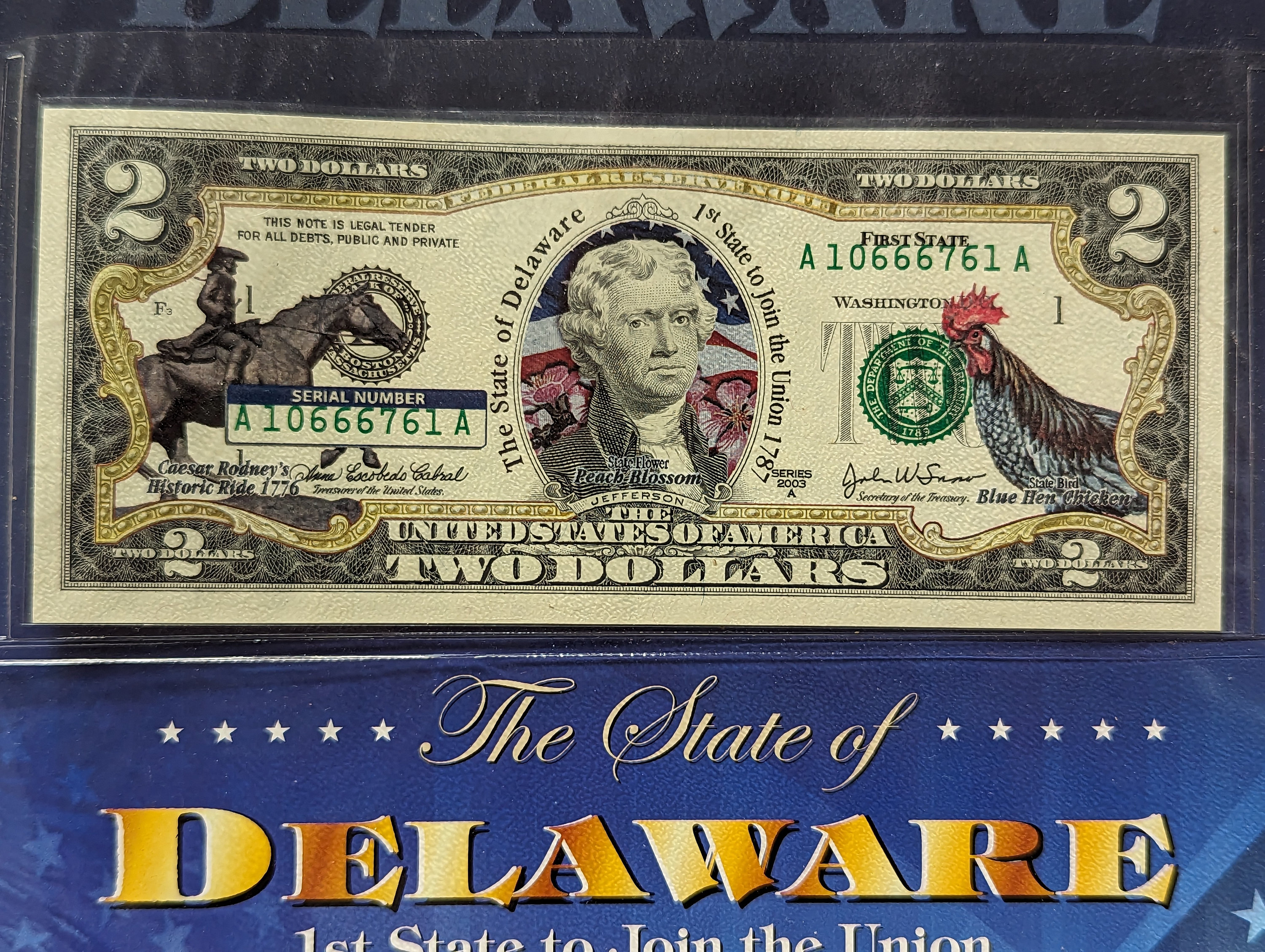 Genuine Colorized Two Dollar Bill Delaware State - Etsy