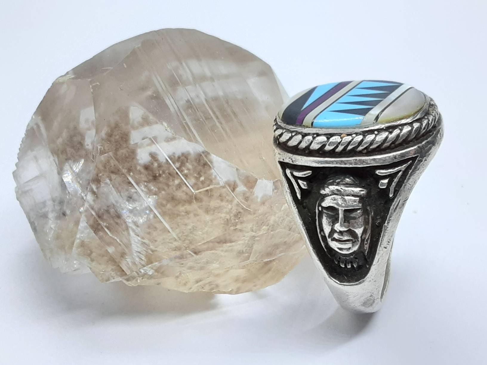 Antique Multi Stone Indian Head Ring - Etsy