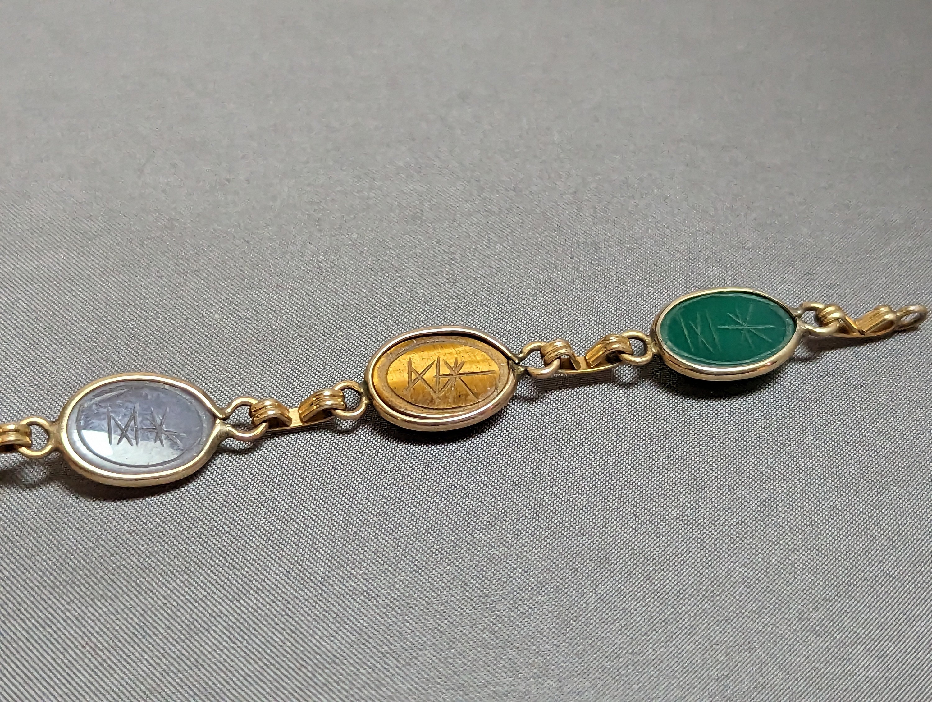 Bal Ron Brand 1/20 12K Gold Filled Chain Link Natural Gemstone - Etsy