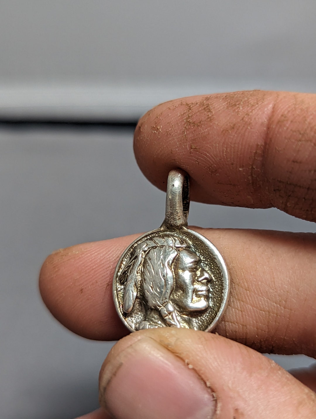 Buffalo Nickel Style Solid Sterling Silver Pendant - Etsy