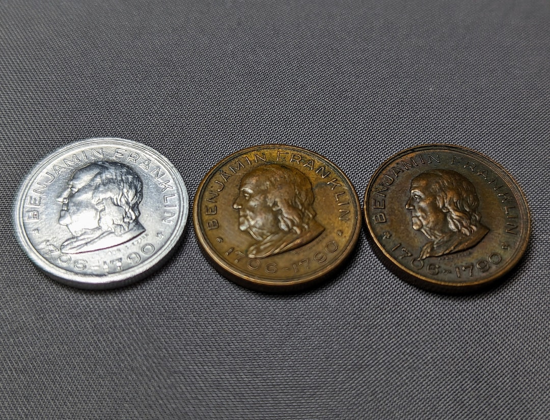 Benjamin Franklin Tri Metal Token Set - Etsy