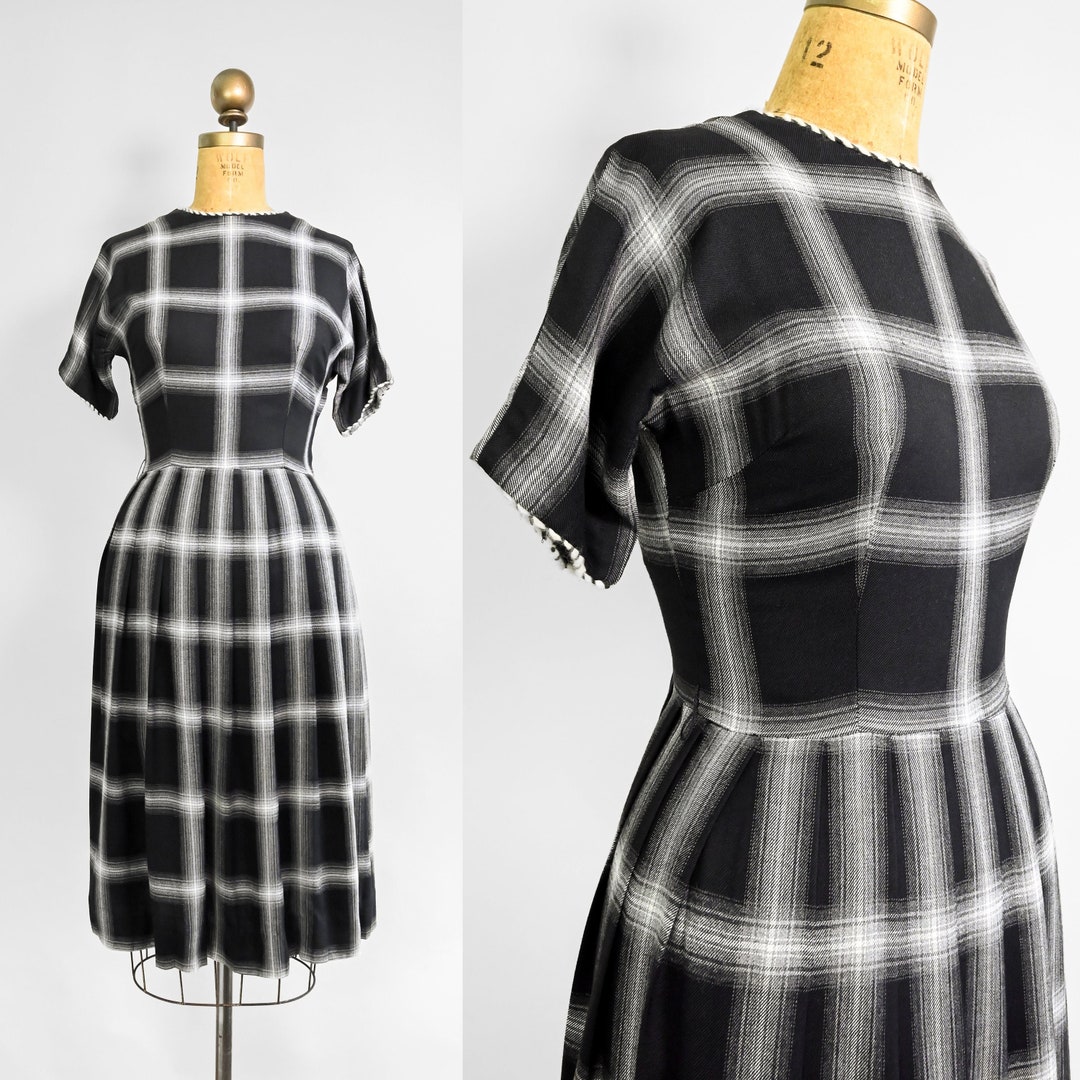 1950s Graphite Dress - Etsy