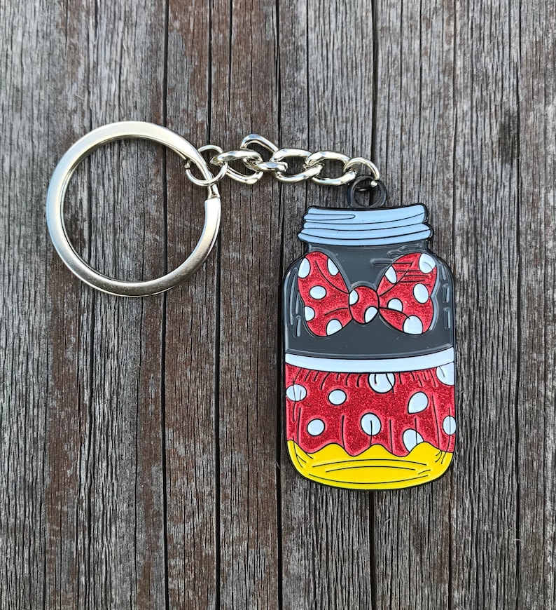 Minnie Mouse Inspired Mason Jar Keychain - Etsy