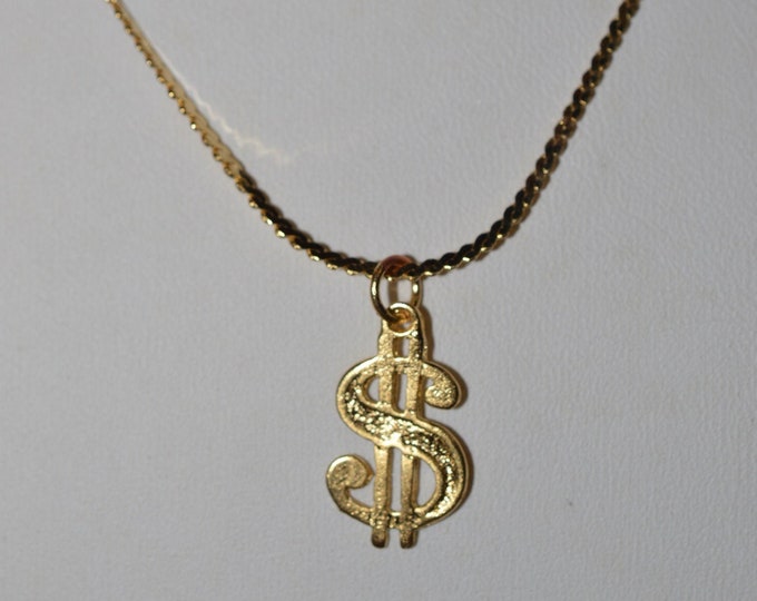 Gold Dollar Sign Pendant Necklace (1050126) V6-4-05 - Etsy