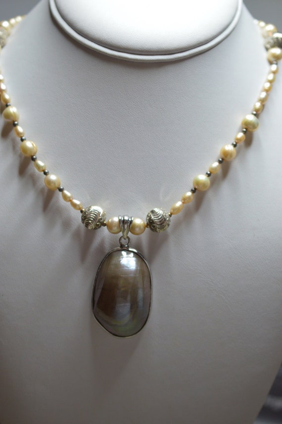 Genuine Beautiful Cream Colored Pearl and Sterling Si… - Gem