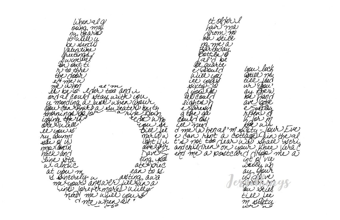 The Beatles when I'm 64 Handwritten Lyric | Etsy