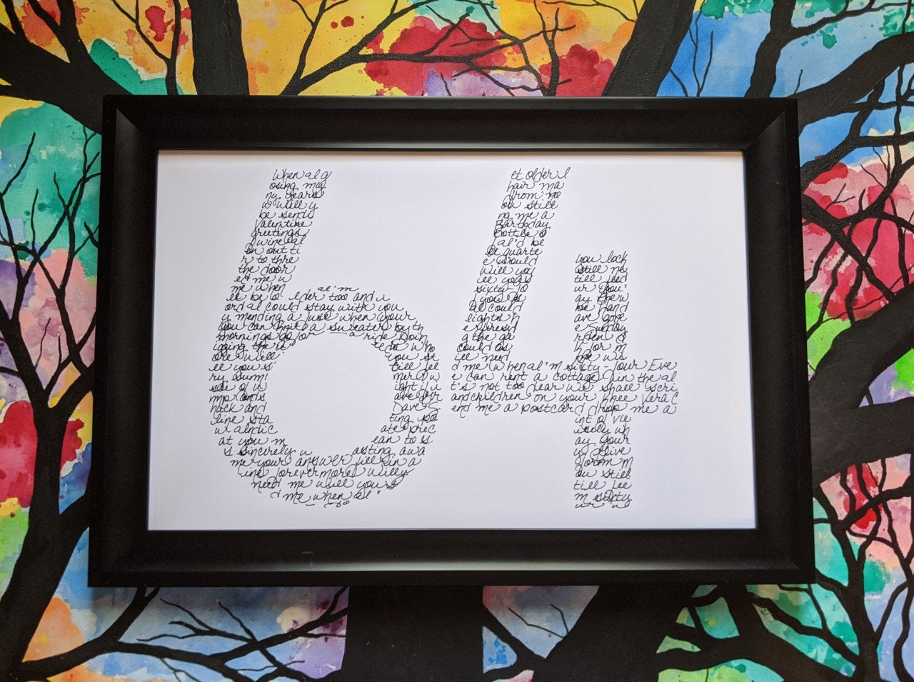 The Beatles "when I'm 64" Handwritten Lyric Silhouette - 11"x17" PRINT ...