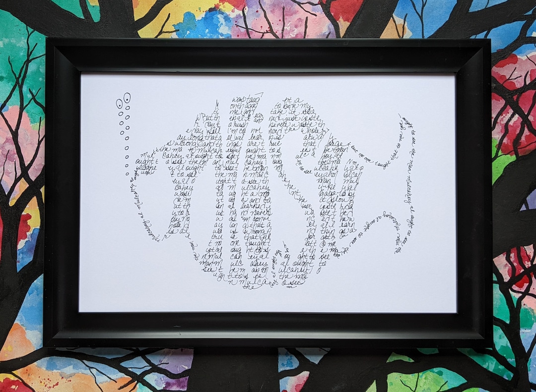 Phish "character Zero" Handwritten Lyric Fish Silhouette PRINT - Lyric ...