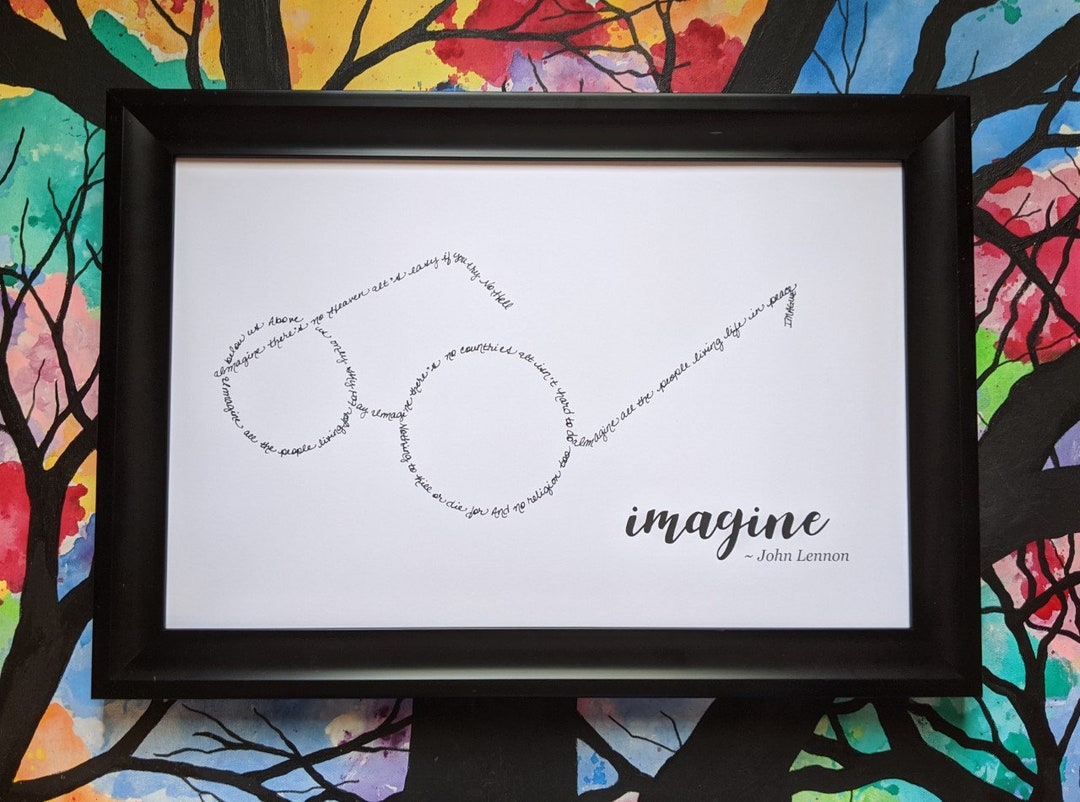 John Lennon "imagine" Handwritten Lyric Silhouette - BIG!! 11"x17 ...