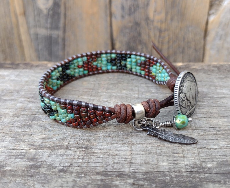 Beaded Wrap Bracelet/ Boho Seed Bead Leather Wrap Bracelet/ - Etsy