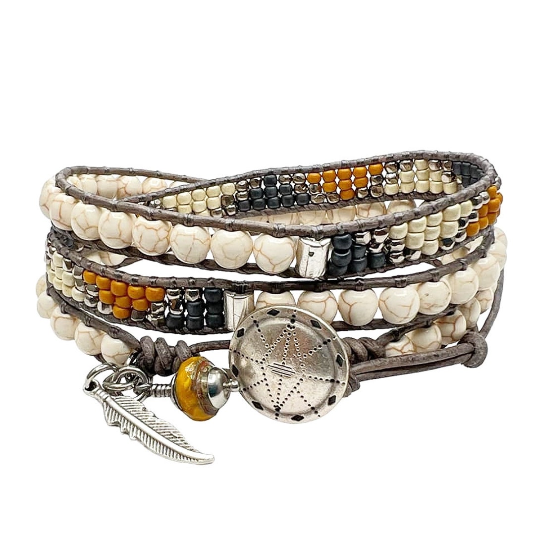 Native Americans Style Jewelry Turquoise Wrap Bracelet for Men and Women Handmade Beaded Boho ...