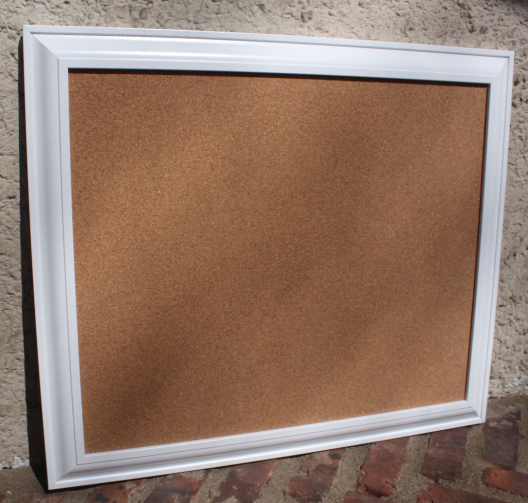 Large White or Black Satin Framed Exposed Cork Pin Board: Kitchen ...