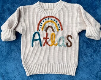 Custom Hand Embroidered Name Sweater - Etsy