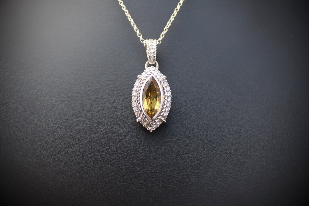 Judith Ripka Pendant: Marquise Shaped Pendant retired With - Etsy