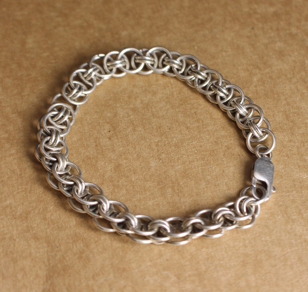Sterling Silver Bracelet: Chainmail Link, Unique Modern Look, Sterling ...