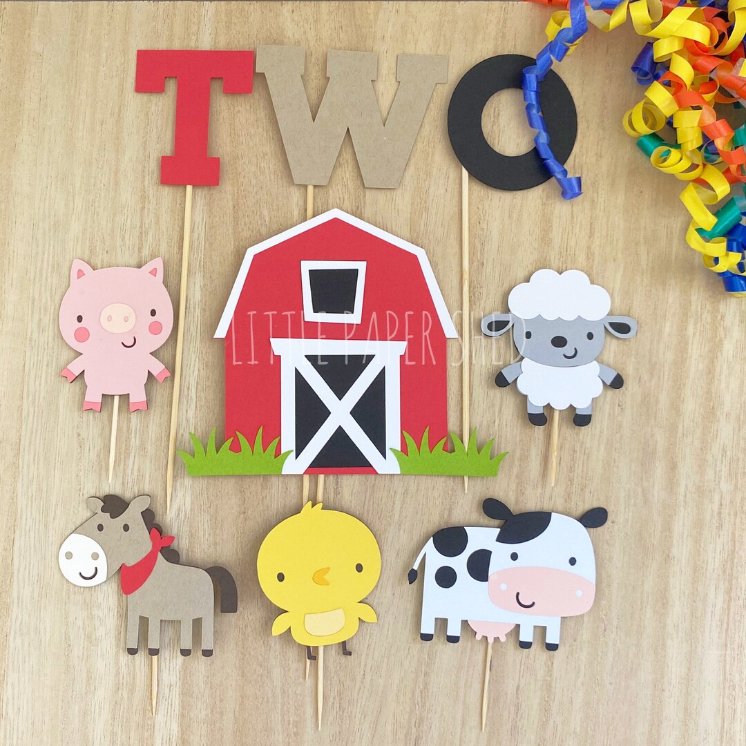 Farm Cake Topper Set | Farm Cake Topper | Farm Party | Barn Farm Party ...