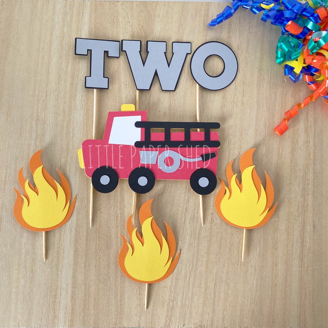 Fire Truck Cake Topper Set Fire Cake Topper Fire Truck Party Truck ...