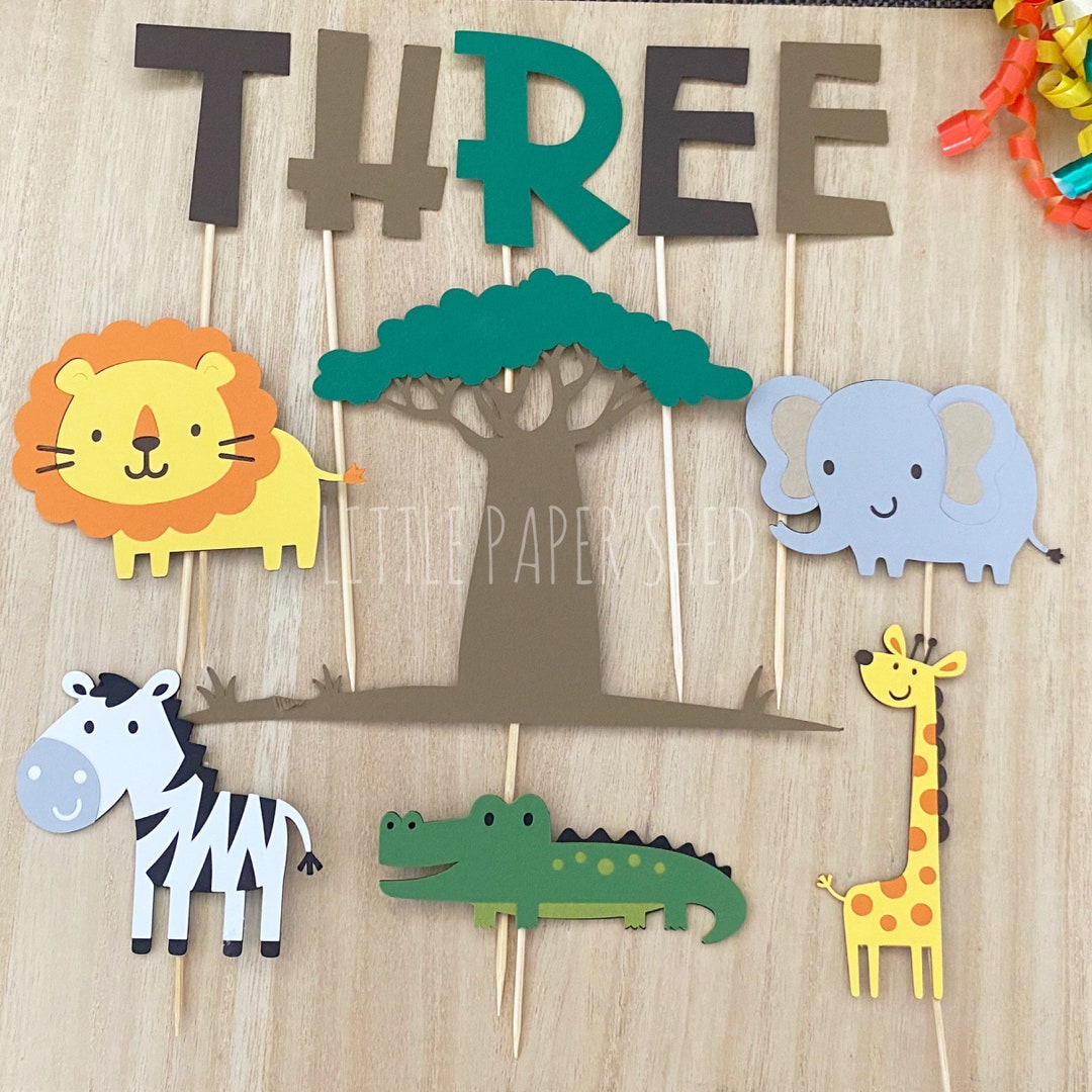 Jungle Safari Cake Topper Set Jungle Cake Topper Safari Party Jungle ...