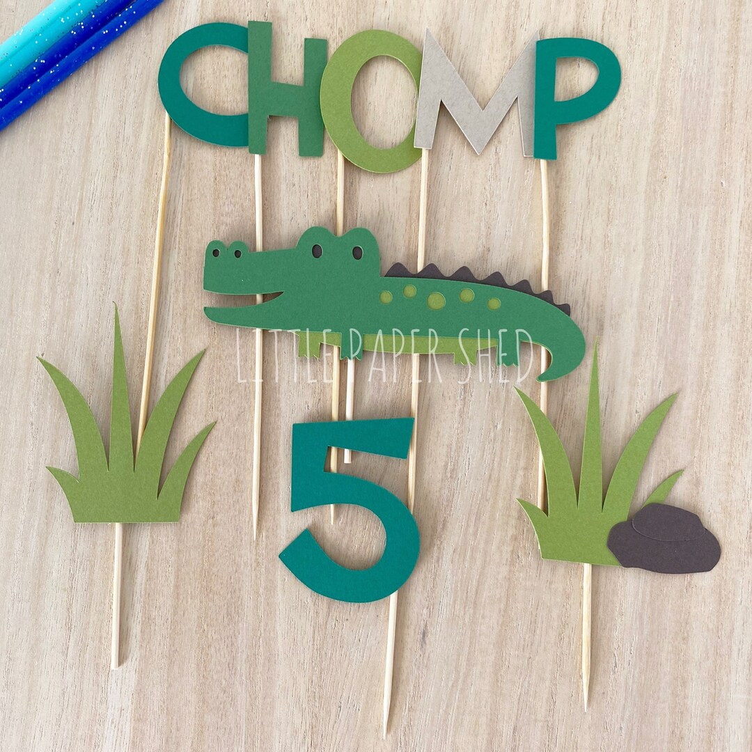 Crocodile Cake Topper Set | Croc Cake Topper | Alligator Party ...