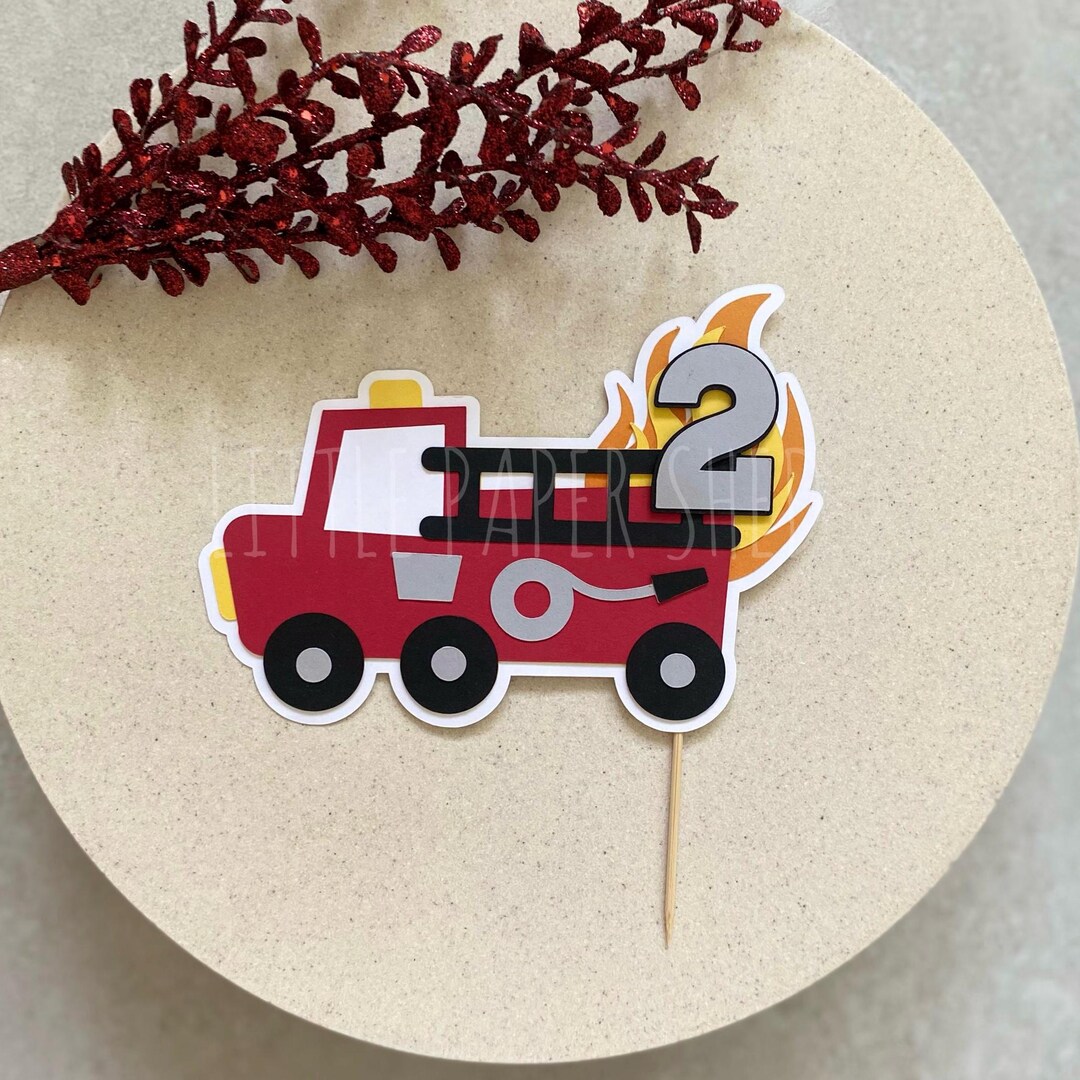 Fire Truck Cake Topper Set | Fire Cake Topper | Fire Truck Party ...