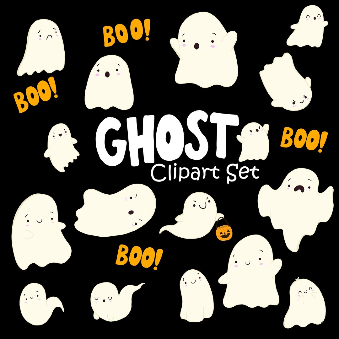 Ghost Vector Clipart Set - 20 Halloween Ghost Clipart Set - Instant ...