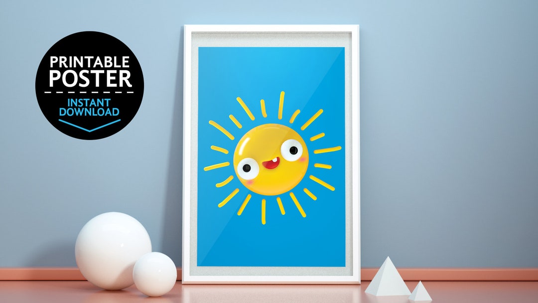 Sun Printable Poster, Smile Sun Print , Kids Room Poster, Cute Children ...