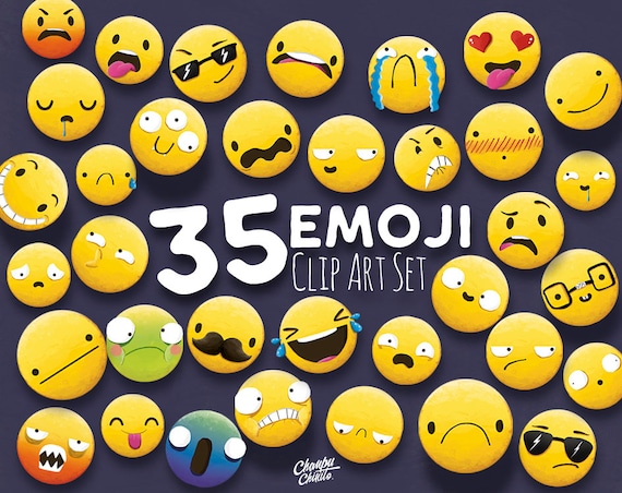 35 Emoji Clipart Emoji Clip art Smiley Face Emoji Clipart | Etsy