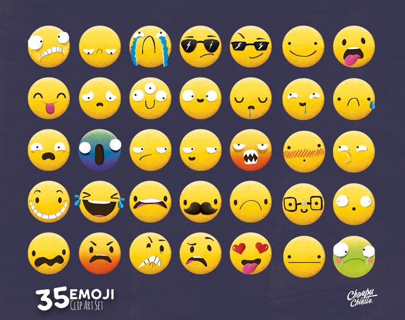 35 Emoji Clipart Emoji Clip Art Smiley Face Emoji Clipart - Etsy