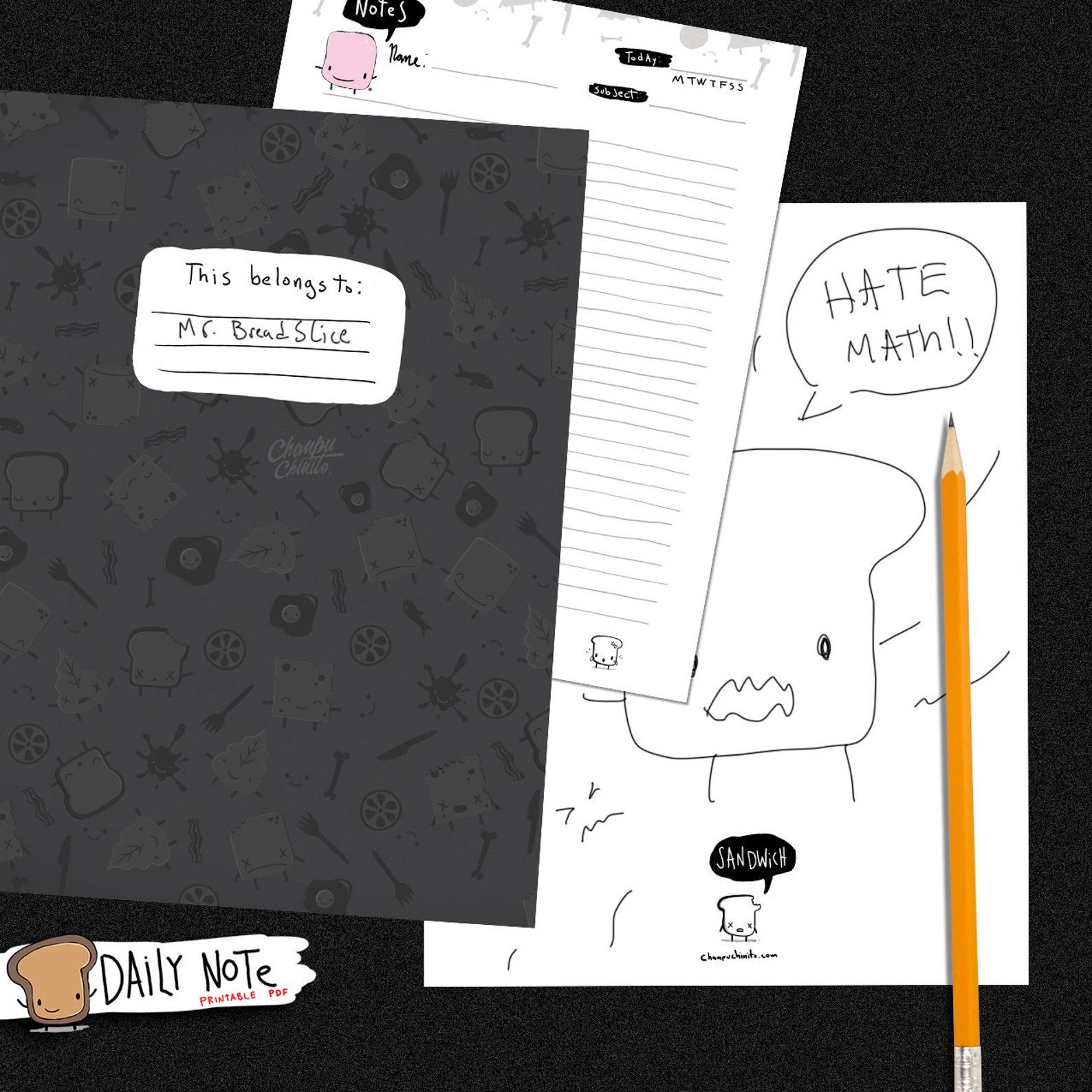 I Love Sandwich Daily Note Printable - Etsy