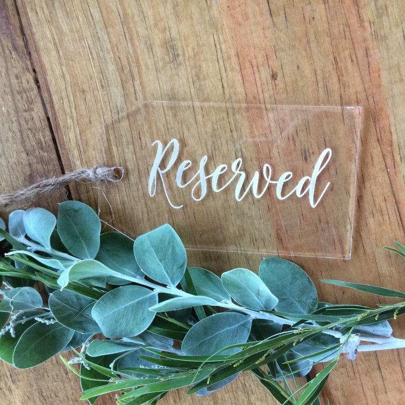 Acrylic Laser Cut Reserved Tags Reserve Seating Tag. Set of | Etsy ...