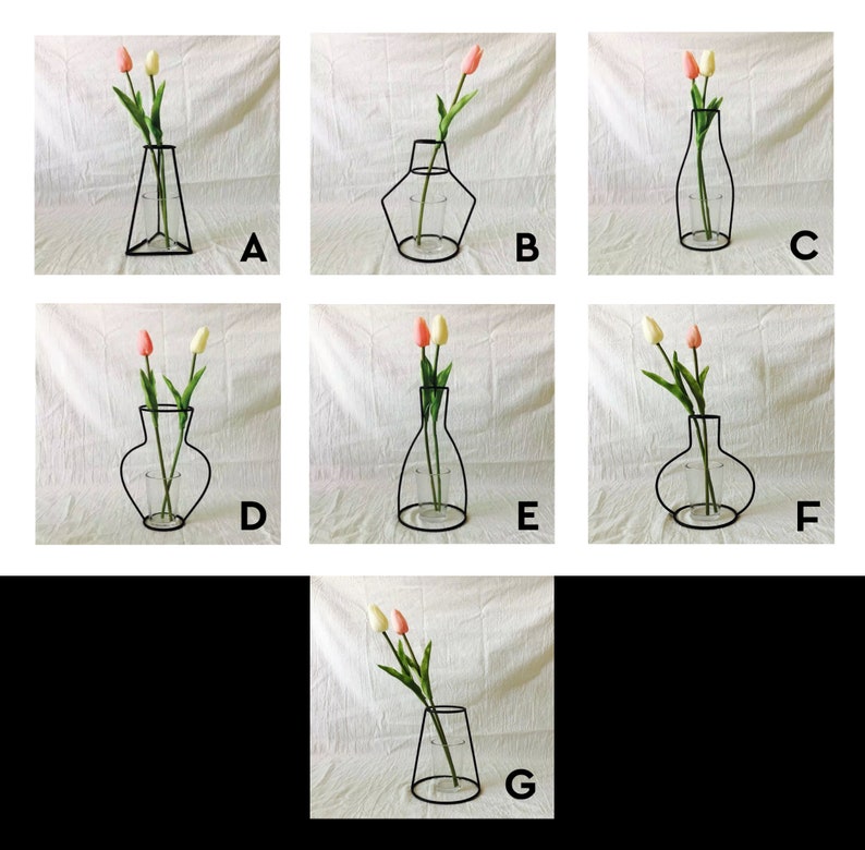 Black Wire Framed Vase, Outline Vase, Line Vase, Art Decor, Black Vase ...